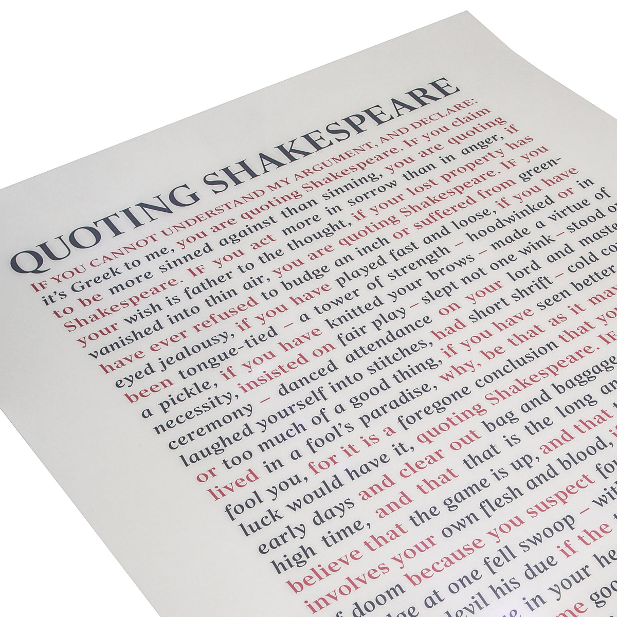 Quoting Shakespeare Poster – Shakespeare Shop