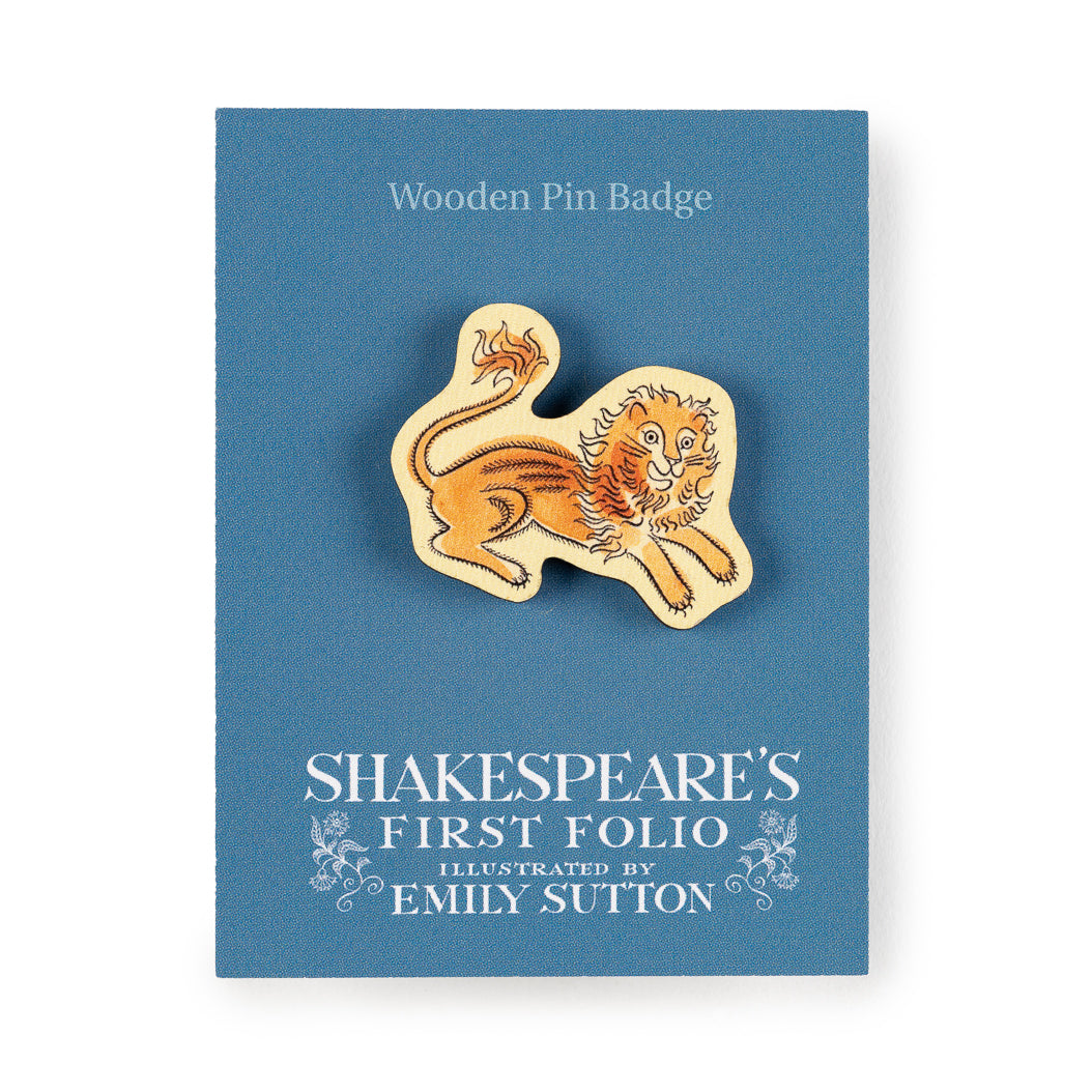 Emily Sutton Wooden Pin Badge Lion – Shakespeare Shop