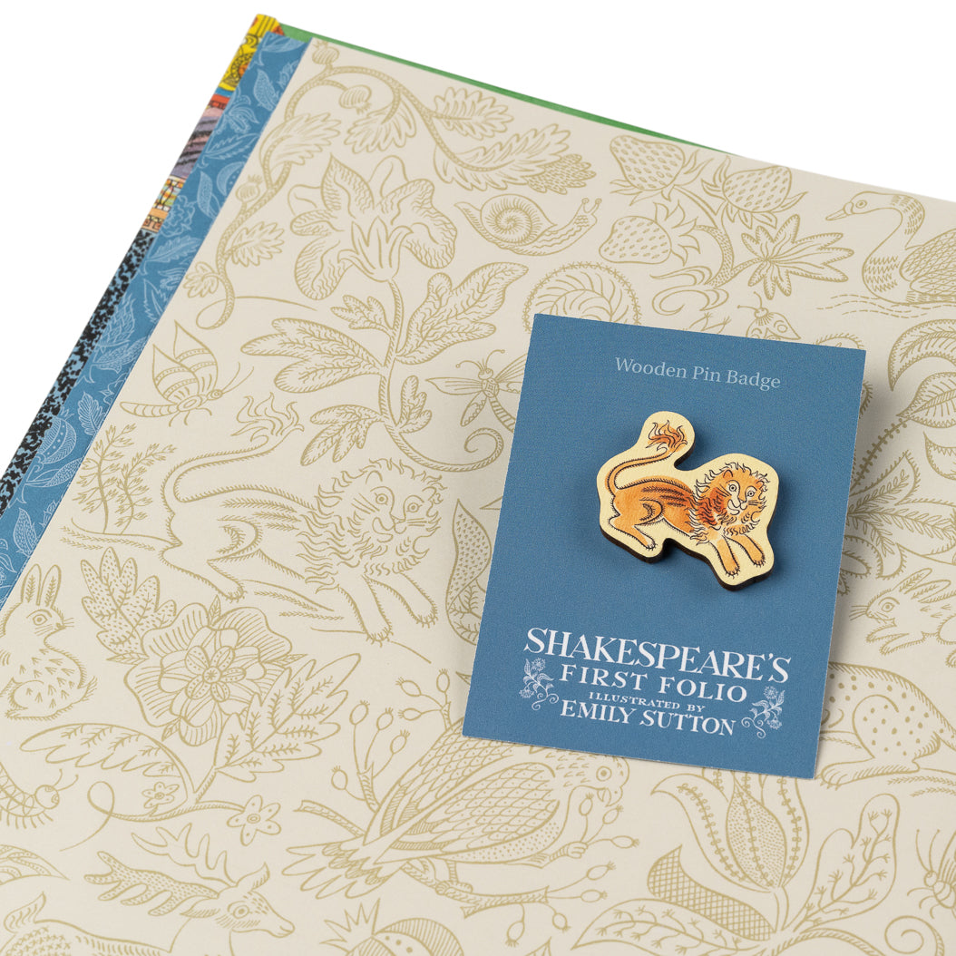 Emily Sutton Wooden Pin Badge Lion – Shakespeare Shop