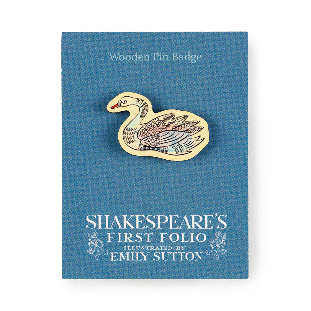 Emily Sutton Wooden Pin Badge Swan – Shakespeare Shop