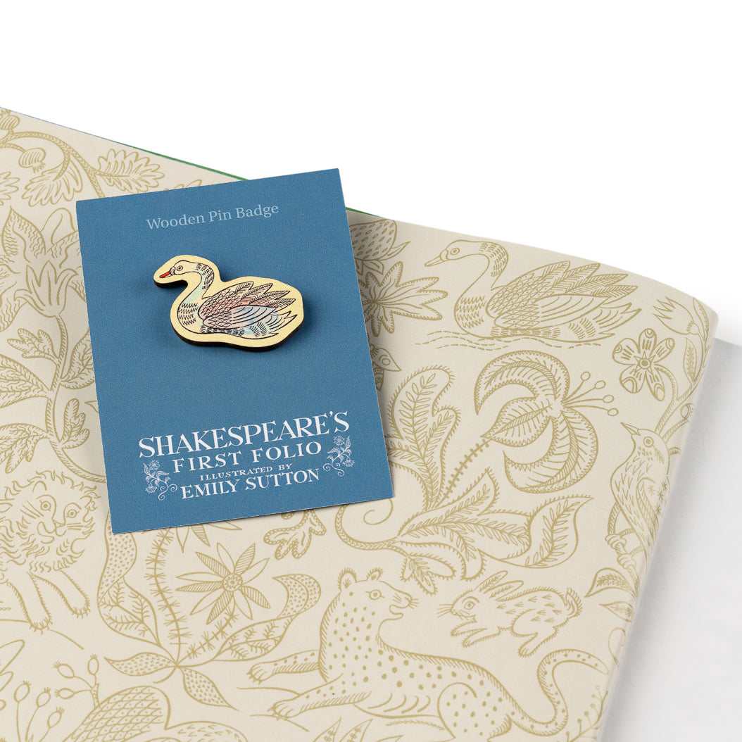 Emily Sutton Wooden Pin Badge Swan – Shakespeare Shop